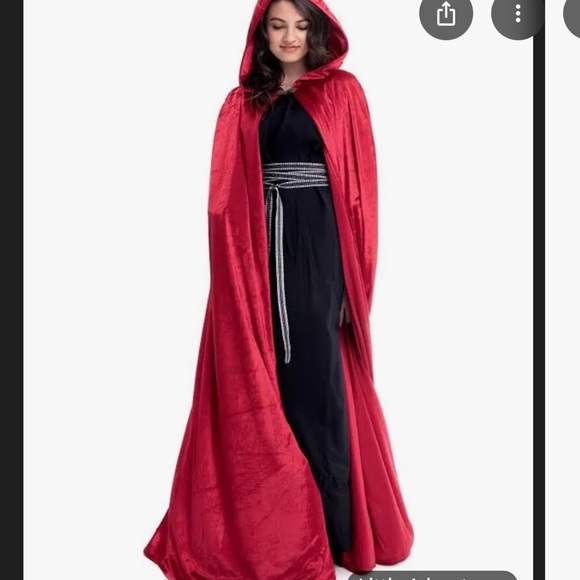 vglook | Jackets & Coats | Vglook Red Velvet Like Hooded Cloak Cape ...
